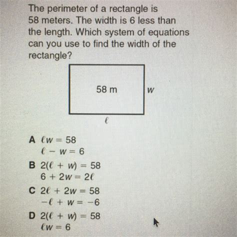 which system of equations can you use to find the width of the