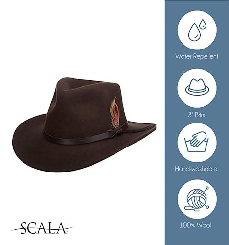 Scala Classico Mens Crushable Felt Outback Hat