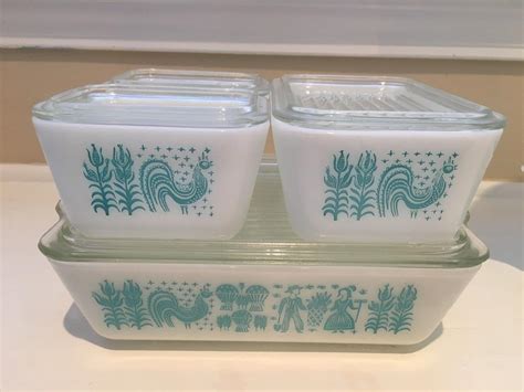 Vintage Pyrex Amish Butterprint Blue Turquoise 14 Piece Set Read