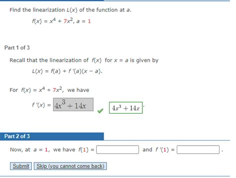 Solved Find The Linearization L X Of The Function At A Chegg