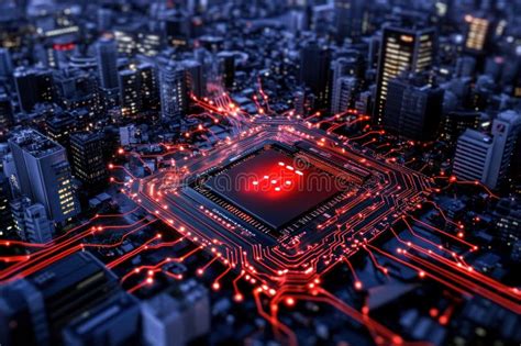 Modern Night View Of Urban Infrastructure With Digital Signage And Telecommunications