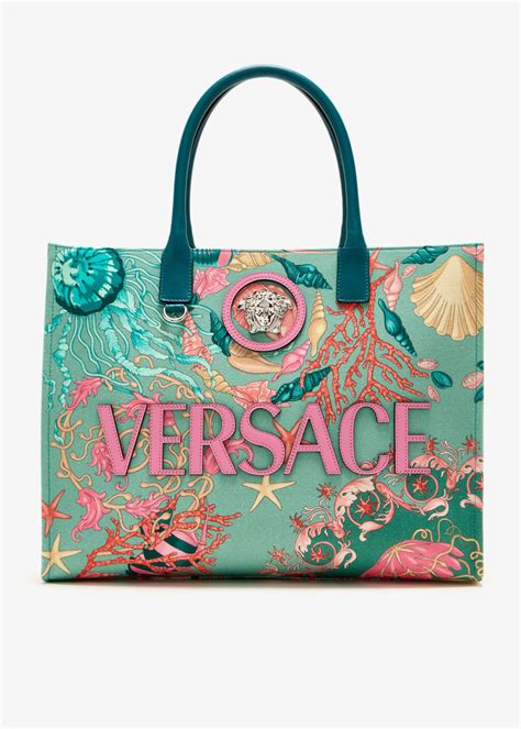Versace Underwater Barocco La Medusa Tote Bag For Women Printed In