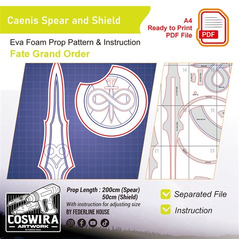 Prop Pattern Caenis Spear And Shield From Fate Grand Order Cosplay Te