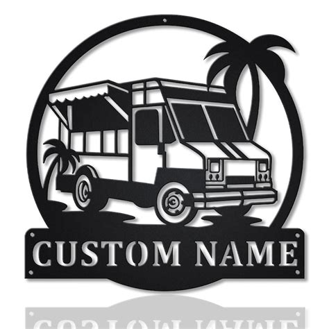 Custom Food Truck Metal Sign With Led Lights Personalized Food Truck