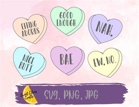 Rude Candy Hearts Svg Conversation Heart Svg Funny Etsy