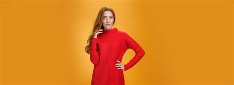 Free Photo Attractive Sensual And Romantic Redhead Woman In Red