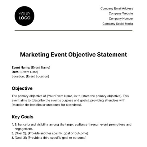 Marketing Event Objective Statement Template Edit Online And Download
