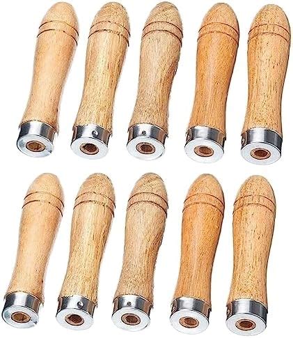 TEAMWILL 5/10PC Wooden File Handle Replacement Strong Metal Collar for ...