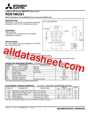 RD01MUS1 Datasheet(PDF) - Mitsubishi Electric Semiconductor