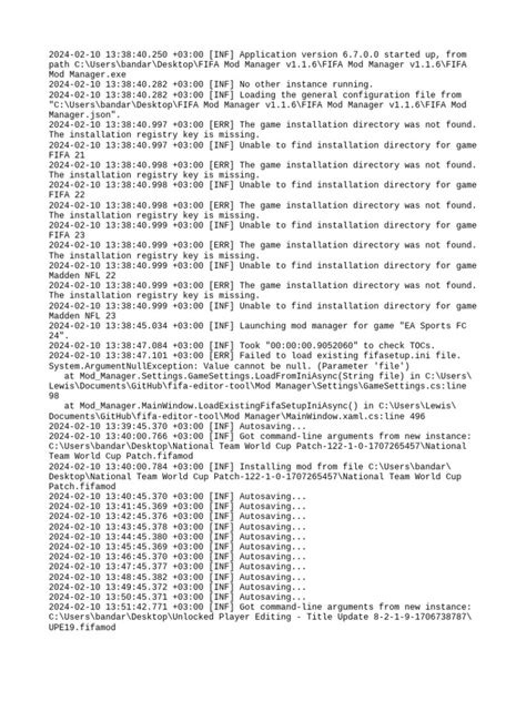 Fifa Mod Manager Log20240210 Pdf Windows Registry Directory