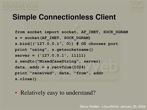 Ppt Network Programming In Python Steve Holden Holden Web Linuxworld