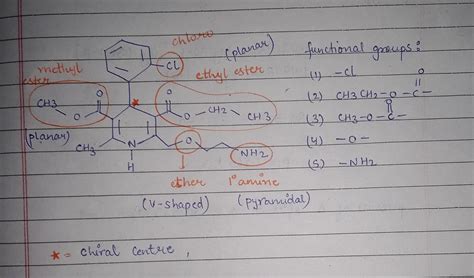 [Solved] Annotate the functional groups in Amlodipine and describe their... | Course Hero