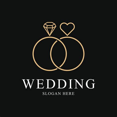 Wedding Rings Logo Design Creative Idea With Ring Icon Love Heart And