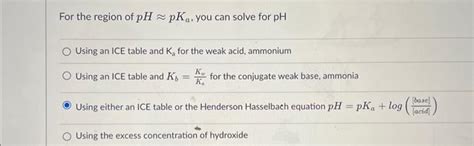 Solved For the region of pH≈pKa, you can solve for pH Using | Chegg.com