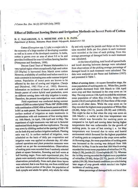 pdf effect of different sowing dates and irrigation methods on