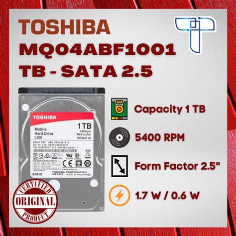 Jual HDD Internal Laptop Toshiba MQ04ABF100 1 TB SATA 2.5 - Kota ...
