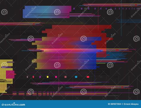 Glitch Abstract Background Glitched Horizontal Stripes Colorful Digital Signal Error Stock