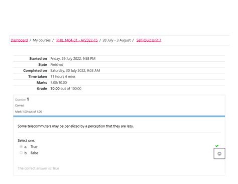 Self Quiz Unit 7 Attempt Review Second Started On Friday 29 July 2022 9 58 Pm State Finished