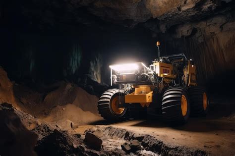 Premium Ai Image Mining Robot Extracting Valuable Materials From Deep