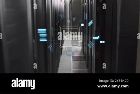 Processing Data Animation Over Server Racks In Data Center Technology Data Processing