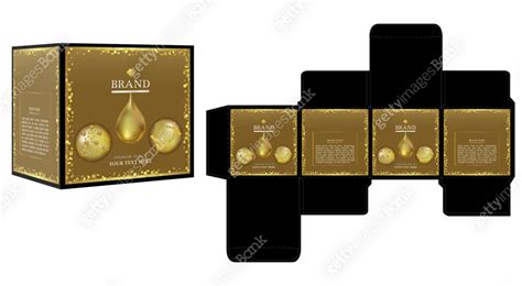 Packaging Design Golden Liquid Cosmetic On Luxury Box Design Template
