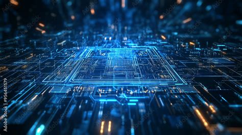 Supercomputer Cpu And Gpu Circuits Mother Board Interconnection With