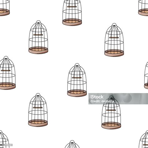 앵무새 또는 가금류를위한 원활한 패턴 케이지 집에 새를 기르기 위한 새장의 벡터 낙서 그림 가축에 대한 스톡 벡터 아트 및 기타