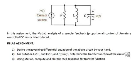 solved title matlab analysis of a sample feedback proportional control of armature