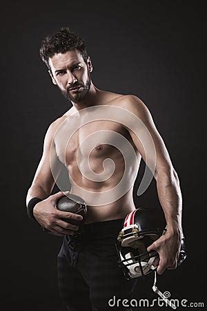 Shirtless Football Player With Helmet Royalty Free Stock Image 56606398