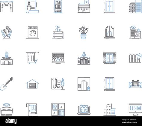 Furnishing Firm Line Icons Collection Elegance Quality Comfort Durability Style Innovation