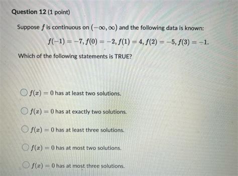 solved suppose f is continuous on −∞ ∞ and the following