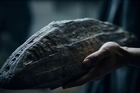 Hand Holding Ancient Stone Artifact Generate Ai