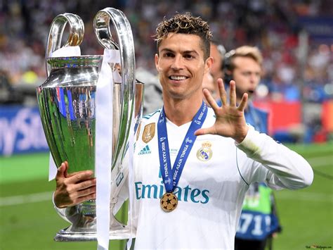 Ronaldo Smile And His Winning Trophy Hd Wallpaper Download