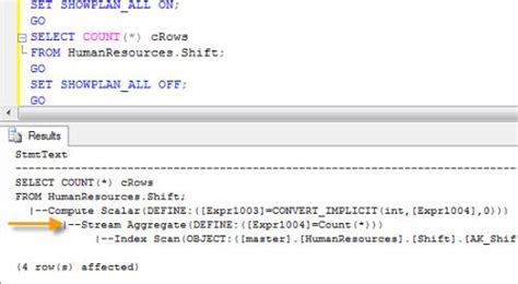 sql server stream aggregate showplan operator reason of compute