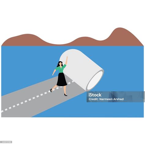 한 사업가가 로드 롤러를 성공의 정상으로 밀어 넣습니다 자신의 사업 경로 경력 계획 기술 개발 전문적인 방법을 만들기 위한 일러스트레이션 개념에 대한 스톡 벡터 아트 및