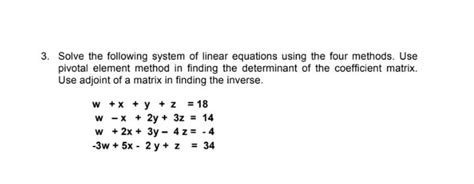 3 Solve The Following System Of Linear Equations
