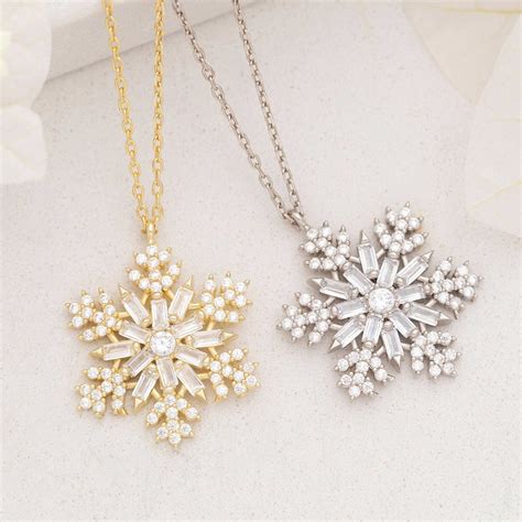 Snowflake Necklace Etsy