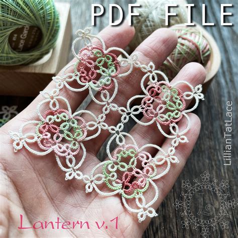 Lantern V 1 Tatting Pattern Square Motif Tatted Lace Doily Pdf Beginner Level Jewellery Idea