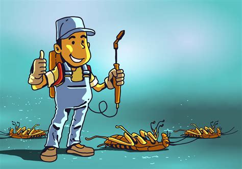 Pest Exterminator Cartoon Pest Control Exterminator Spraying Circle