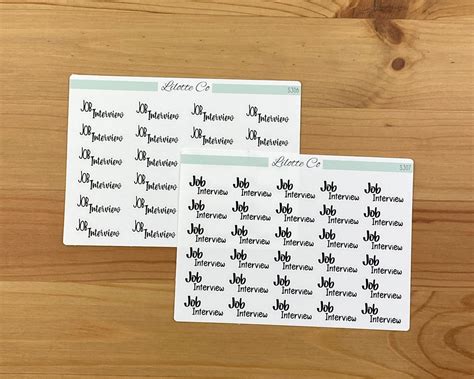 Job Interview Stickers Script Sticker Planner Stickers Etsy