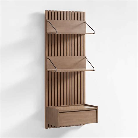 Batten Brown Oak Panel And Floating Drawer Set Crate And Barrel