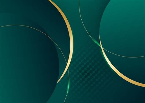 어둠에 황금 선이 있는 추상 녹색 고급 배경 현실적인 종이 컷 스타일 3d 배너 포스터 브로셔 프레 젠 테이 션 배경 등을 위한 벡터 일러스트 레이 션 프리미엄 벡터