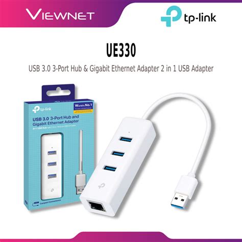 Tp Link Ue330 Usb 3 0 3 Port Hub And Gigabit Ethernet Adapter 2 In 1 Usb Adapter With Plug And