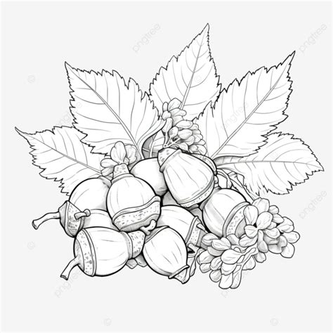 추수감사절 도토리와 단풍 색칠하기 착색 색칠 공부 컬러 북 Png 일러스트 및 이미지 에 대한 무료 다운로드 Pngtree