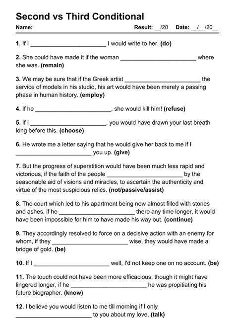 101 Printable Second Vs Third Conditional Pdf Worksheets Grammarism
