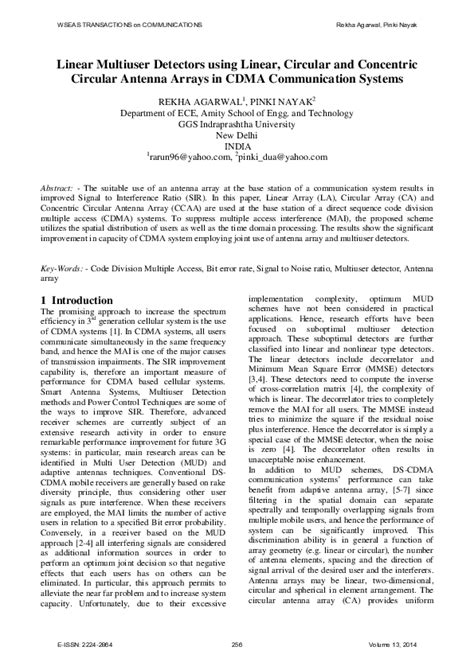 Pdf Linear Multiuser Detectors Using Linear Circular And Concentric Circular Antenna Arrays