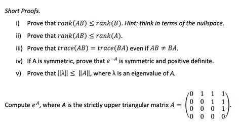 Solved I Short Proofs Prove That Rank AB