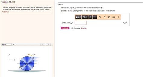 Solved Problem 16113 Part A The Disk Is Moving To The Left Such That