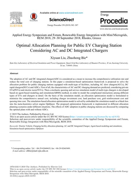 Pdf Optimal Allocation Planning For Public Ev Charging Station
