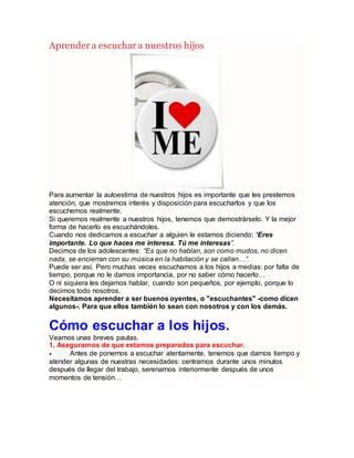 Aprender A Escuchar A Nuestros Hijos Docx